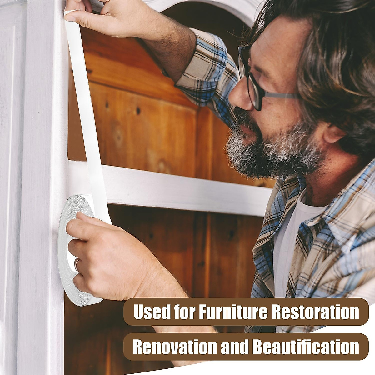 GZDUCK Melamine Edge Banding, 3/4 inch x 25ft White Edge Banding with Hot Melt Adhesive Pre-glued Cabinet Edge Banding Flexible White Veneer Edging for Plywood Furniture Table