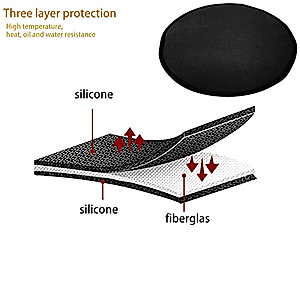 YWWQYBYQ 24" Fire Pit Mat,Round Grill Mat for Outdoor Grill Deck Protector, Double-Sided Fireproof BBQ Grill Mat, Oil-Proof Waterproof Under Grill Mat Black