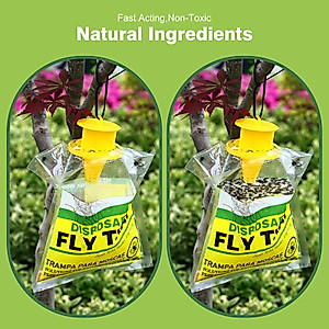 8 Pack Outdoor Hanging Fly Traps, Disposable Flies Killer Trap Bag Catcher with Natural Attractant Bait Bug Catcher and Flying Insect Trap for Outdoor Family Farm Park Orchard Garden
