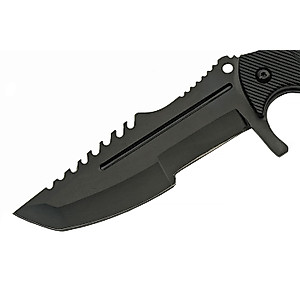 Szco Supplies 8.5” Black Finished Full tang Fixed Blade Saw Back Tracker Survivor Knife With Sheath