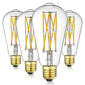 Leools Vintage 10W LED Edison Bulb Dimmable, 100W Equivalent Antique Style Filament Light Bulbs, Clear Glass, Warm White 2700K, 1200LM, E26 Base, Decorative, 360 Degrees Beam Angle, Pack of 4.