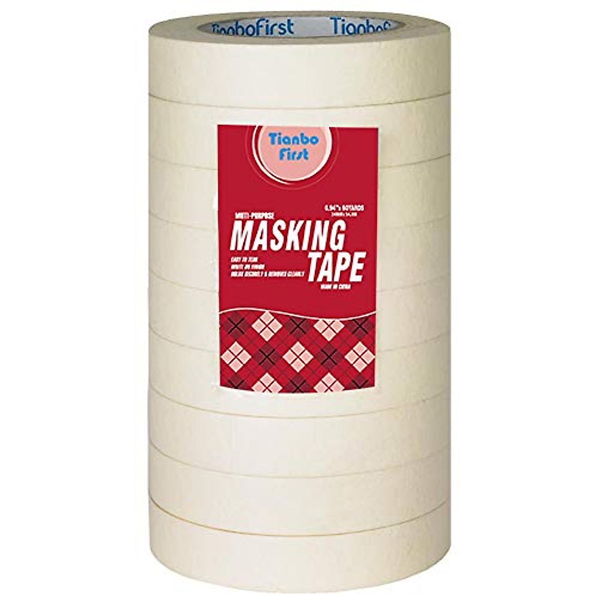 General Purpose Masking Tape for Home and Office, 0.94-Inch x 60 Yards, 9 Rolls, Beige by TIANBO FIRST