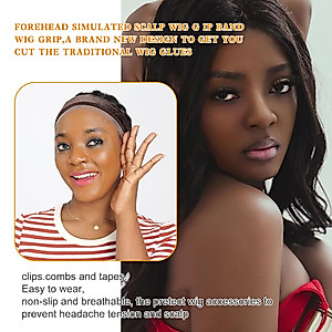 letaomei Imitation Scalp Wig Grip Band for Women,Used for Lace Wigs and Single Top Wigs-Non Slip Wig Grip Band Let Your Wig Be Glueless,(Dark brown)