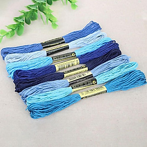 ulafbwur Thread Cross Stitch Embroidery Floss Bright Color Blue