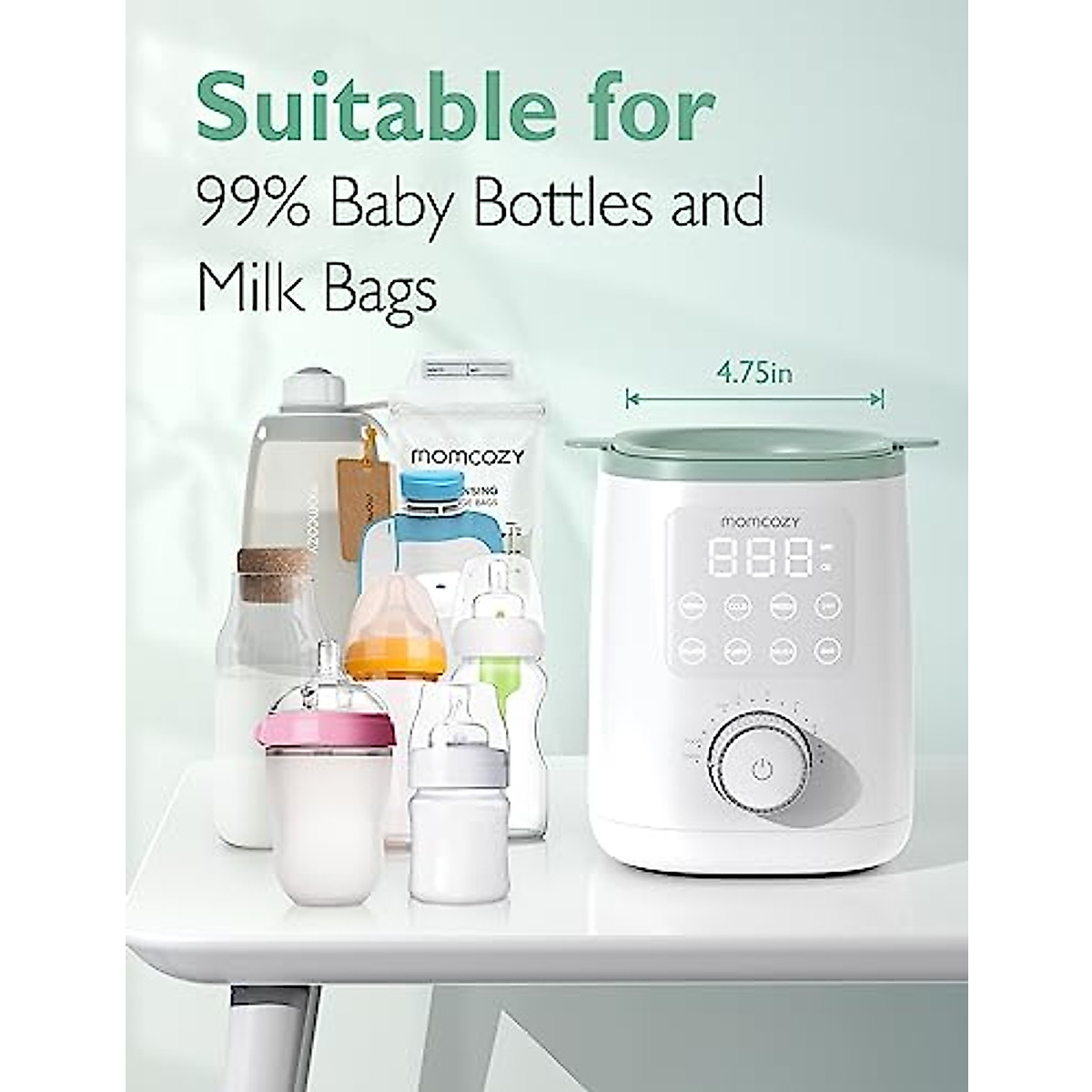 Momcozy Nutri Bottle Warmer, 9-in-1 Baby Bottle Warmer with Night Light, Accurate Temperature to Preserve Fullest Nutrients in Breast Milk, Bottle Warmers for All Bottles with Breastmilk or Formula