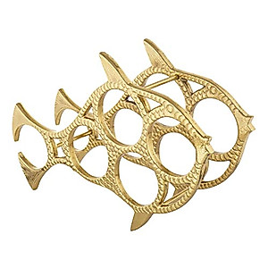 MyArtsyHouse Tabletop Wine Rack | 5 Bottles Wine Holder Storage Stand with Stylish Design | Fish Shaped | Perfect for Home Decor, Bar, Wine Cellar, Basement, Cabinet | Modern Metal (Gold) | SUMMER END