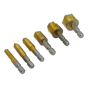 Bonsicoky Countersink Drill Bit Set 6 Pcs, 1/4 Inch Hex Shank 5 Flute 90 Degree Center Punch Tool Sets, Carbide Counter Sinker Drill Bits for Wood Quick Change Bit (6mm-19mm)