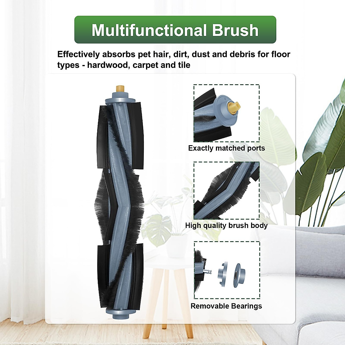 Replacement Parts for ECOVACS Deebot T20 omni/PRO/MAX T20 Pro/Max Plus Vacuum Cleaner Accessories 1 Main Brush, 4 Side Brushes, 4 Mop cloth, 3 Dust Bags, 2 filters(14 PCS)