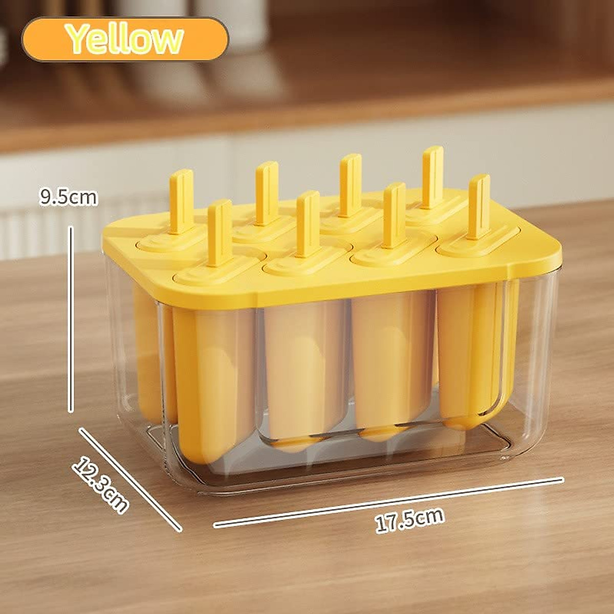 YiChenPlus Ice Tray & Popsicle Mold, 2-in-1 Silicone Ice Tray with Container, 22 Ice Trays + 8 Popsicles, For Whiskey Cocktail Ice Cream Making, 3 Colors to Choose From (Yellow)
