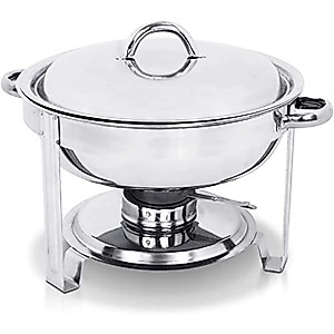 SUPER DEAL Upgraded 5 Qt Full Size Stainless Steel Chafing Dish Set of 3 Pack Round Chafer Buffet Catering Warmer Set w/Food and Water Pan, Lid, Solid Stand and Fuel Holder
