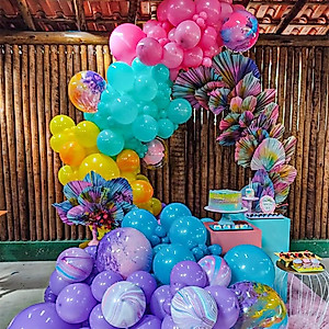 Encanto Balloon Garland Arch Kit, Magic House Mirabel Theme With Hot Pink Purple Balloons For Moana Birthday Girl's Baby Shower Bridal Shower Wedding Valentine Party Decorations