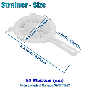 Kitchen Ultra-Fine Nylon Mesh Strainer Food Yogurt Mesh Sieve Plastic Mesh Colander with ​Handle Mini Brine Shrimp Separation Net for Filtering Juice Juice Milk Honey (80Mesh)