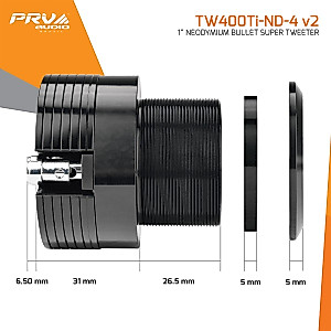PRV AUDIO 2X TW400Ti-Nd-4 v2 Bullet Super Tweeter 1" Exit Neodymium 120 Watts Max Power 4 Ohm 1 Inch Voice Coil - New Version More Compact and Improved Design for Pro Audio (2 Tweeters)