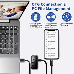 Voice Recorder-64GB(4552 Hours) Large Memory Voice Recorders|Magnet Adsorption Long Lasting Voice Recording Device with Android OTG, Compatible with Windows iOS Smart Phone