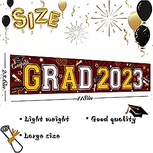 2023 Graduation Yard Sign Congrats Grad Lawn Sign Decorations Giant Maroon Class of 2023 Banner for Graduation Party Supplies(Maroon)