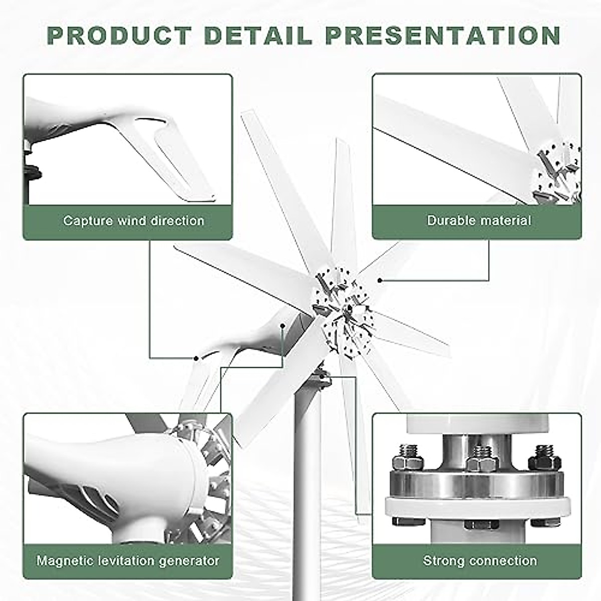 Smaraad 600W 24V Wind Turbine Generator, Wind Generator Kit with Charge Controller, Wind Power Generator for Marine, RV, Home, Windmill Generator Suit for Hybrid Solar Wind System