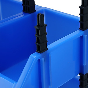 HOIGON 12 Pack Blue Garage Storage Tool Bin, 7.09 x 4.72 x 3.15 Inch Plastic Hanging Stacking Stackable Organizer Storage Rack for Hardware Tools Organization, Workshop, Small Parts