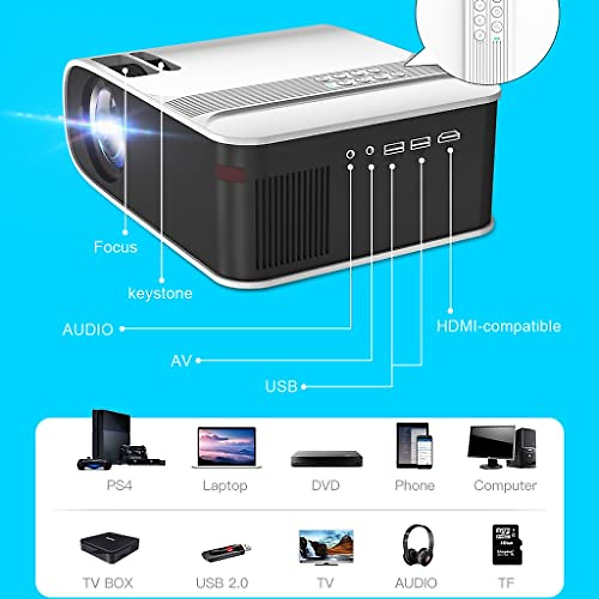 XDCHLK W32 Mini Projector Full 1080p Android 10 Support 4k Decoding Video Projector Led Beamer Home Theater for Phone Cinema ( Size : Mirror Version )
