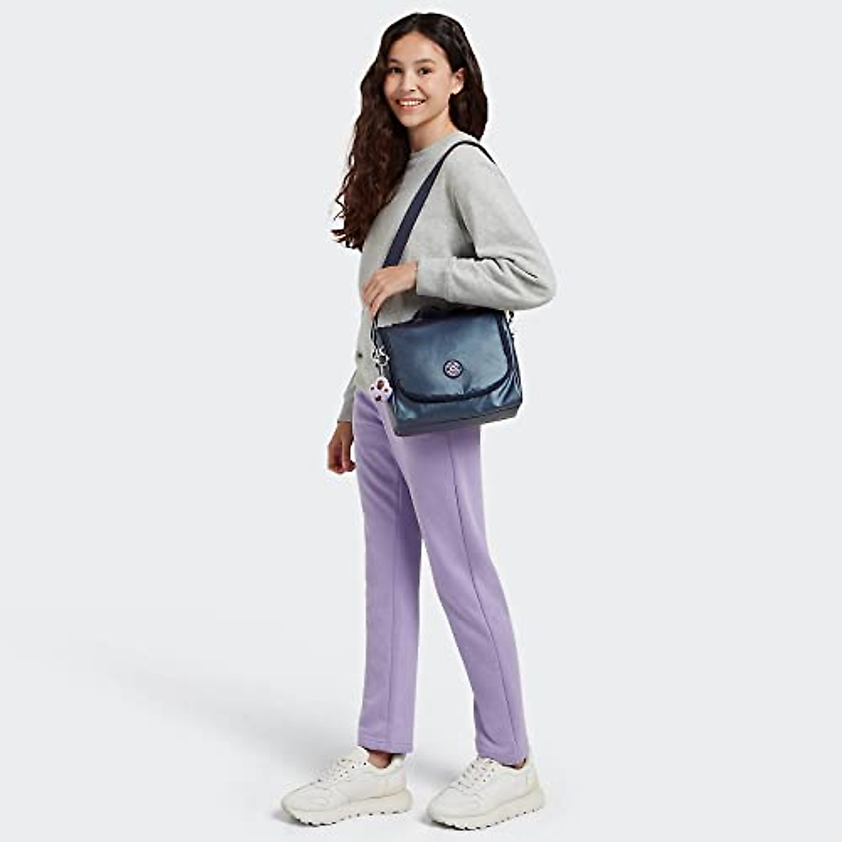 Kipling New Kichirou Metallic Lunch Bag Admiral Bl Met