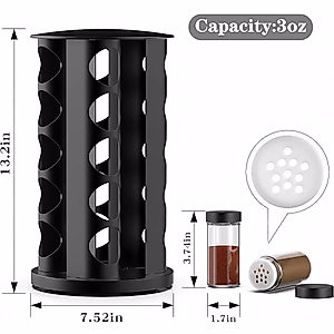 Revolving Spice Rack, Spice Racks Organizer for Kitchen Cabinet , Rotating Seasoning Organizer Storage with Jars , Black