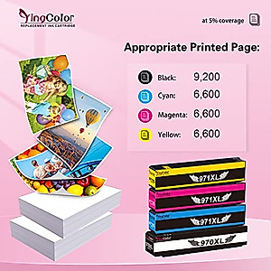 YingColor Compatible 970XL 971XL Ink Cartridge Replacement Compatible for HP 970 XL 971 XL for Officejet Pro X576dw X476dw X476dn X551dw X451dn X451dw Printer, 4 Packs (Black, Cyan, Magenta, Yellow)