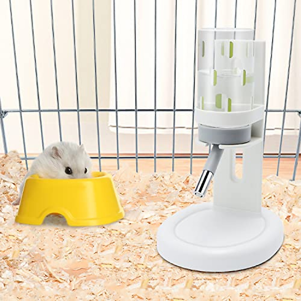 Wontee Hamster Water Bottle with Stand for Dwarf Hamsters Syrian Hamster Mice Gerbils Rats (4oz, White)