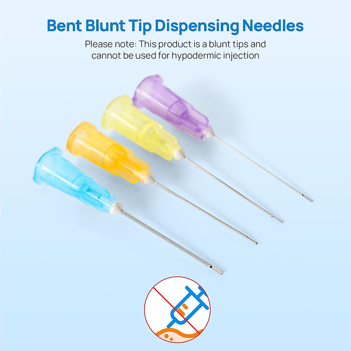 JMU 100pcs Dental Irrigation Needle Tips, 27G Blunt Dispensing Needle Tips Endodontic Irrigarion Needles, Luer Lock Design, Yellow