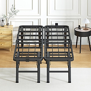 VIPSHOW 18 Inch Twin Metal Bed Frame Folding Bed Frame Tool-Free Assembly Mattress Foundation No Box Spring Needed Platform 2500lbs Heavy Duty Steel Slats, Noise-Free, Easy Assembly, Black