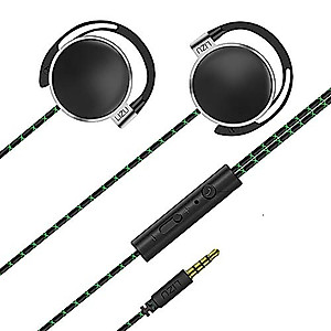 leqingchun Clip Type Earphones，Portable Stereophone Headphones,with Microphone and Call Controller Stereo Earphones,Suitable for Compatible with 3.5mm iPhone, Android Mobile Phone Blue