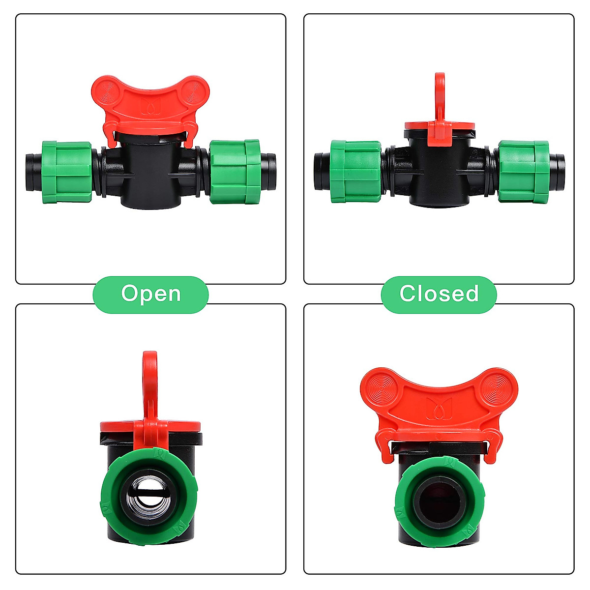 Supkiir 6 Pieces Drip Irrigation Shut-Off Valve 1/2 Inch Universal Drip Irrigation Tubing Coupling Valve