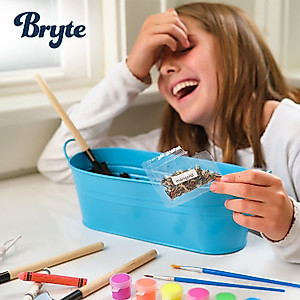 Bryte Fairy Garden & Flower Growing Kit | Grow Your Own Magical Fairy Garden & Play | Everything Included - Tin Planter, Figurines, Seeds, Soil, Tools & More | STEM Projects, Crafts & Gifts | Ages 4+