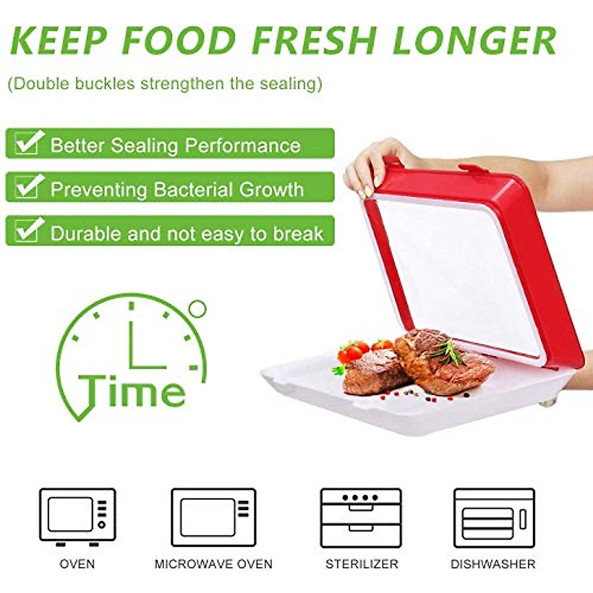Food Plastic Preservation Tray,Stackable Food Tray Reusable Creative Food Preservation Tray for Food Preservation 4 Pack (white)