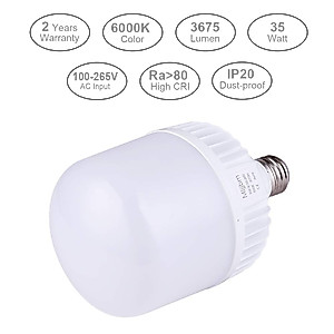 VELNEX High Watt LED Bulbs 250W-300W Equivalent, 35W bright White 6000K High Intensity Shop Light, 3675 Lumens LED Commercial for Garage,Area Light, Warehouse Backyard Office etc.(2 Pack)