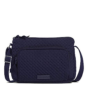 Vera Bradley Women's Microfiber Little Hipster Crossbody Purse With RFID Protection, Navy, One Size
