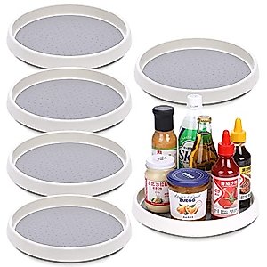 Set of 6, 12 Inch Non-Skid Lazy Susan Turntable, Lazy Susan Organizer for Cabinet, Pantry Organization, Kitchen Storage, Refrigerator, Countertop, Spice Rack (6 Pack 12 in)