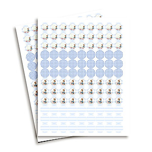Little Rabbit Boy Baby Shower Kiss Sticker Labels, 300 Party Circle Stickers Sized 0.75 inches for Chocolate Drop Kisses by Amanda Creation, Great Labels, Treats, Envelope Seals & Goodie Bags