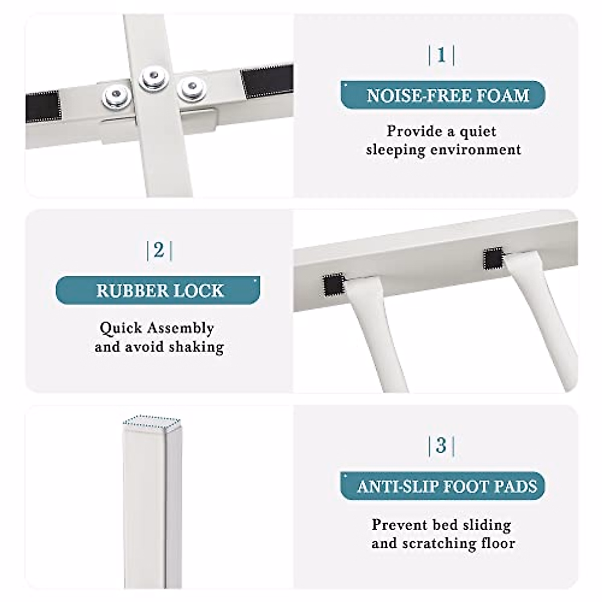 HOOMIC Full Size Metal Platform Bed Frame/Victorian Style Iron-Art Headboard and Footboard / 14 Inches Mattress Foundation for Storage/No Box Spring Needed/Easy Assembly/Off-White