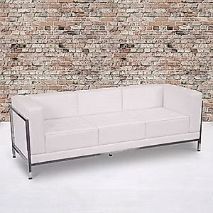 Flash Furniture HERCULES Imagination Series Contemporary White LeatherSoft Sofa with Encasing Frame