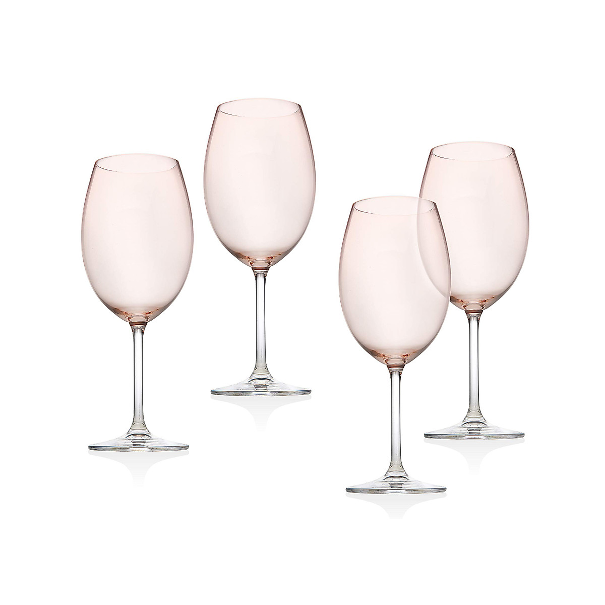 Godinger Wine Glasses, Stemmed Wine Glass Goblet Beverage Cups - Meridian Blush, 12oz - Set of 4