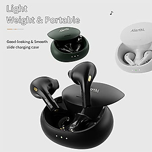Alarthi Wireless Earbuds,Bluetooth Headphones with Slide Wireless Charging Case,True Wireless Noise Cancelling Earbuds,HiFi Stereo Earphones for Running,Fitness and Work,Frosted Dark Green