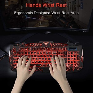 BlueFinger Backlit Gaming Keyboard and Mouse Combo,USB Wired Backlit Keyboard Mouse Game Set,Multimedia Keys,3 Color LED Crack Illumination Keyboard Mouse for Game and Work
