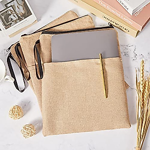 4 Pcs Book Cover for Book Lovers Burlap Book Cover with Zipper Book Protector Pouch Washable Fabric for Teen Adult Gift Teacher Student, 9.06 x 11.41 Inch