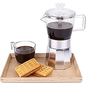 Geesta Premium Crystal Glass-Top Stovetop Espresso Moka Pot - 9 cup - Coffee Maker, 360ml/12.7oz/9 cup (espresso cup=40ml) Gift Idea for Husband Wife