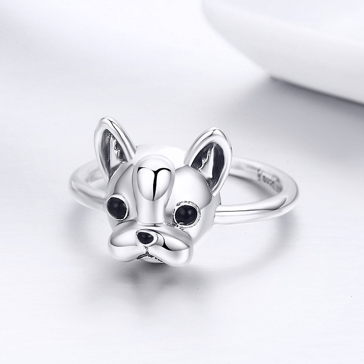 Presentski French Bulldog Ring Made of Silver S925 Band for Women