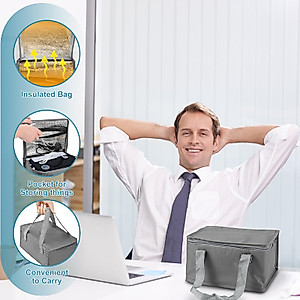 AZZXZQYU Electric Lunch Box 80W Portable Food Heater, 3-in-1 12V/24V/110V Leak Proof with 1.8L 304 Stainless Steel Container, fork,Spoon and Insulated Handbag,for Car Truck Home Office