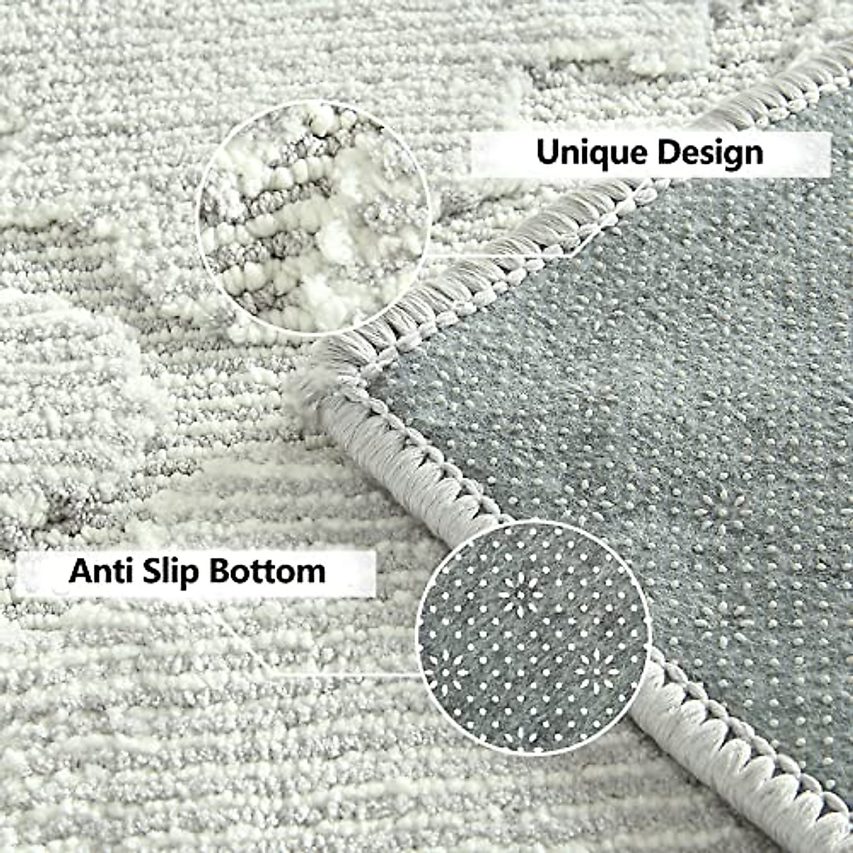 Zacoo Long Runner Rug 2'x8' Tufted Shag Hallway Rug Runner Boho Farmhouse Kitchen Mat Indoor Modern Bedside Runner Ultra Soft Non Slip Geometric Moroccan Rugs for Entryway Laundry Bathroom, Beige Grey