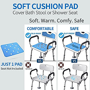 MINIVON Waterproof Shower Bench Cushion Cover for Bath Seat, Bath Chair Inside Bathroom, Non Slip Coldproof Stickable Soft Foam Pad, Padded Shower Stool Seat Mat for Elderly Senior Handicap Disabled