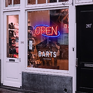 HAJAE Open Signs for Business, 16.5"x 8.4" Dimmable Neon Open Sign, USB Powered Large Open Signs for Party Bar Salon Stores Offices Wall Decor, Open Sign Led