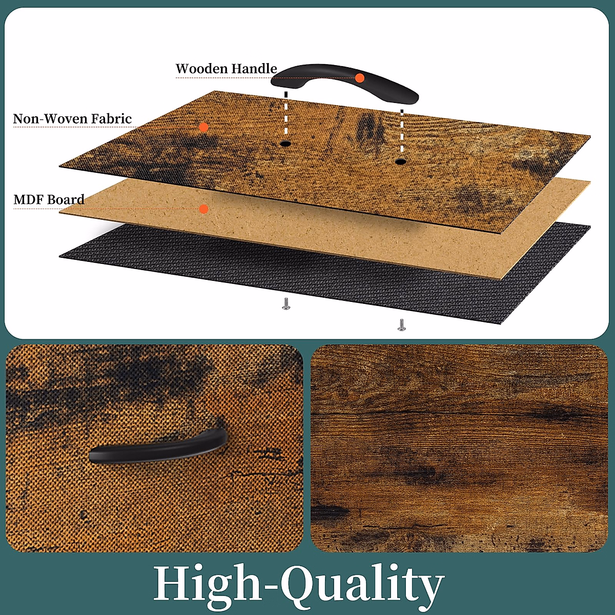 Yoobure Night Stand Set 2, Nightstand with 2 Fabric Drawers, Small Wood Nightstands for Bedroom, Bedside Tables with Drawers for Small Spaces, Large Storage Drawers Dresser for Dorm Bed Side Table