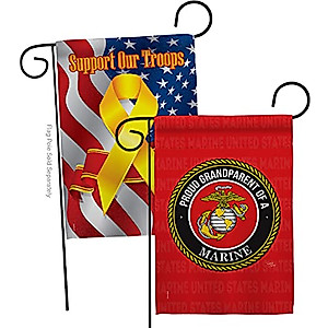 Breeze Decor Proud Grandparent Garden Flag Pack Armed Forces Marine Corps USMC Semper Fi United State American Military Veteran Retire Official Support Our Troops House Yard Gift, Made in USA